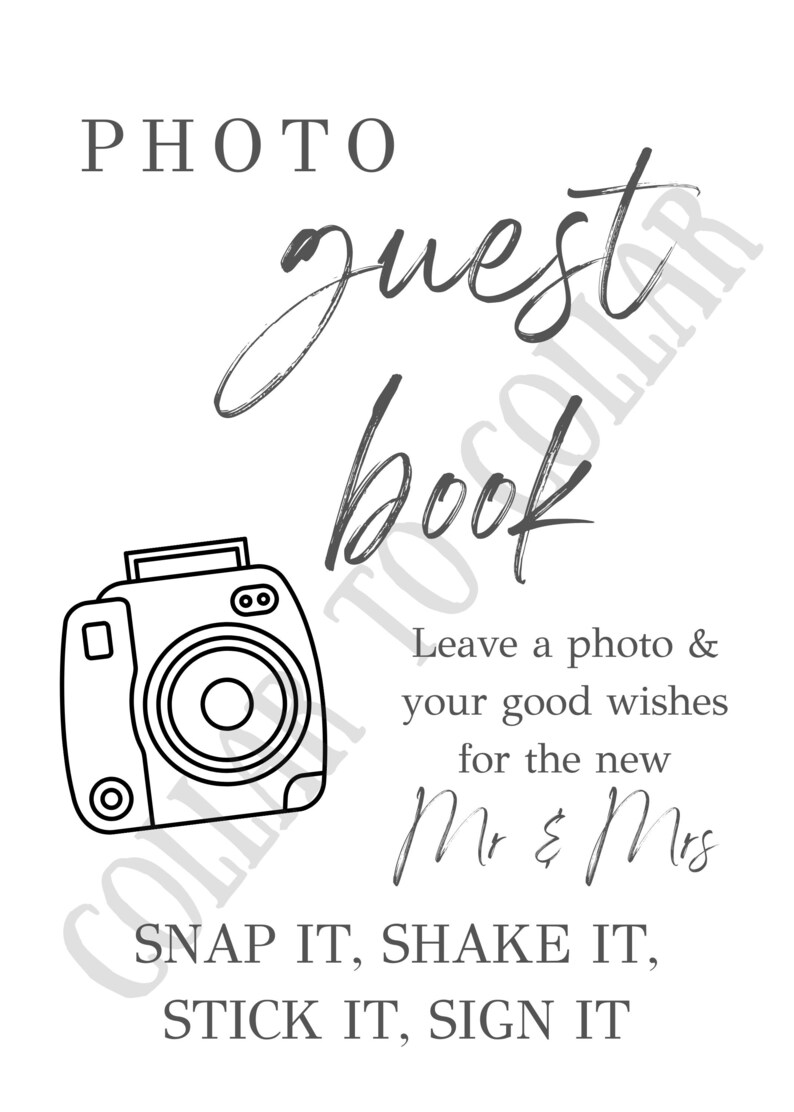 Custom Photo / Polaroid Wedding Guest Book Sign Template | Wedding ...
