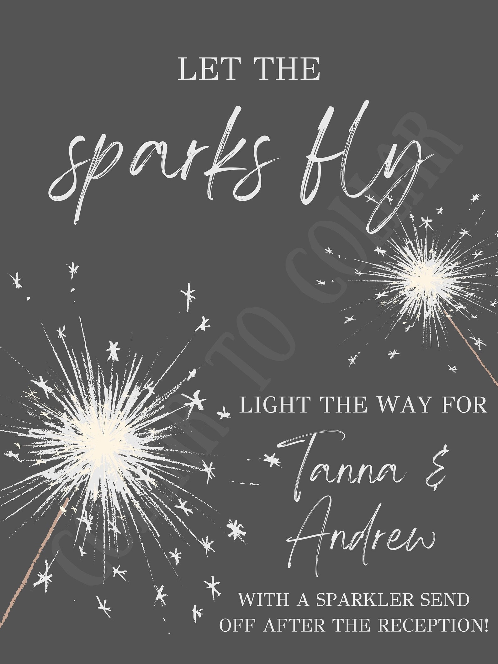Let the Sparks Fly Sparkler Reception Sign Template | Wedding | Wedding ...