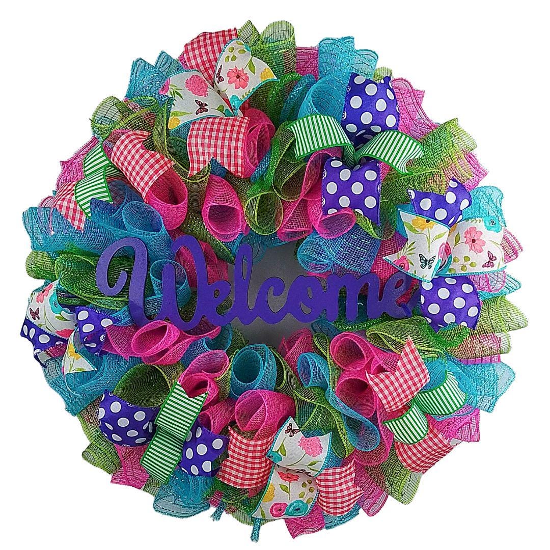 Cheerful Welcome Sign Wreath, Birthday Gift for Mom, Storefront ...