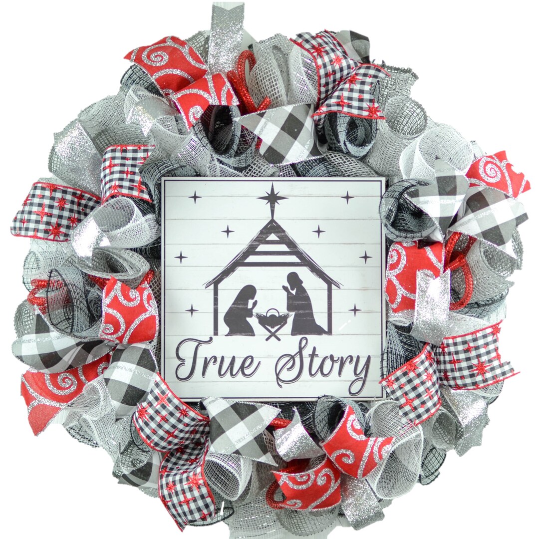 Jesus True Story Christmas Wreath, Christian Nativity Wreath for Church ...