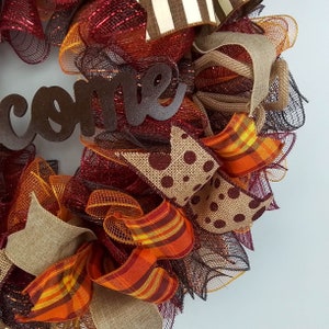 Welcome Fall Wreath, Mesh Thanksgiving Wreath, Thanksgiving Door Wreath ...