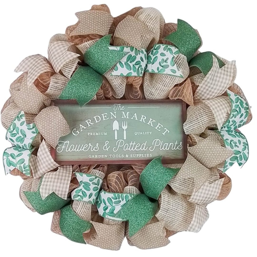 Farmhouse Spring Wreath, Garden Market Decor, Gardener's Gift Idea ...