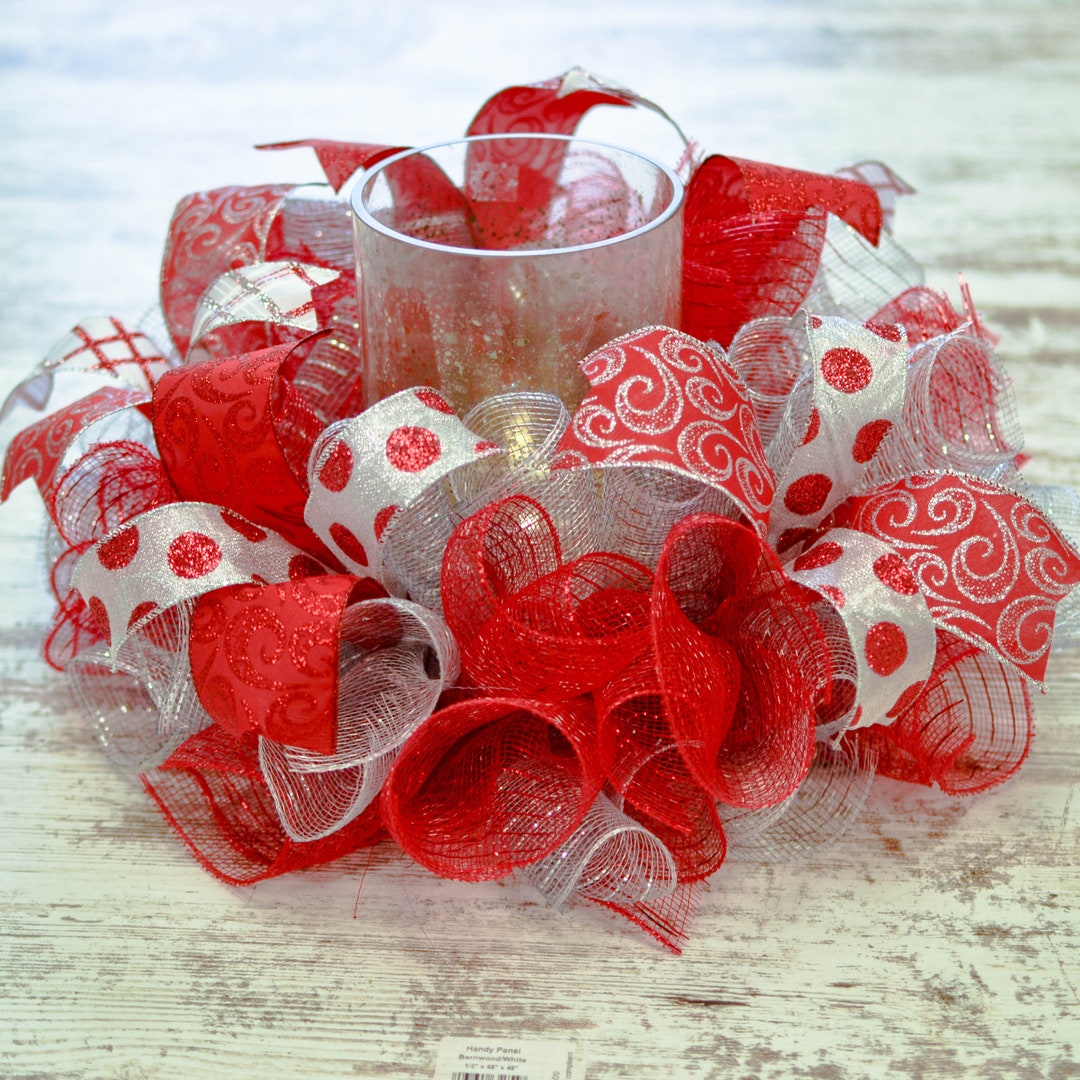 Red Silver Christmas Table Centerpiece Christmas Candle Holder red-silver-christmas-table-centerpiece-christmas-candle-holder