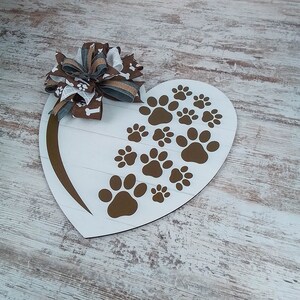 Heart Dog Paw Door Hanger, Dog Lover Home Decor, Veterinarian Office ...