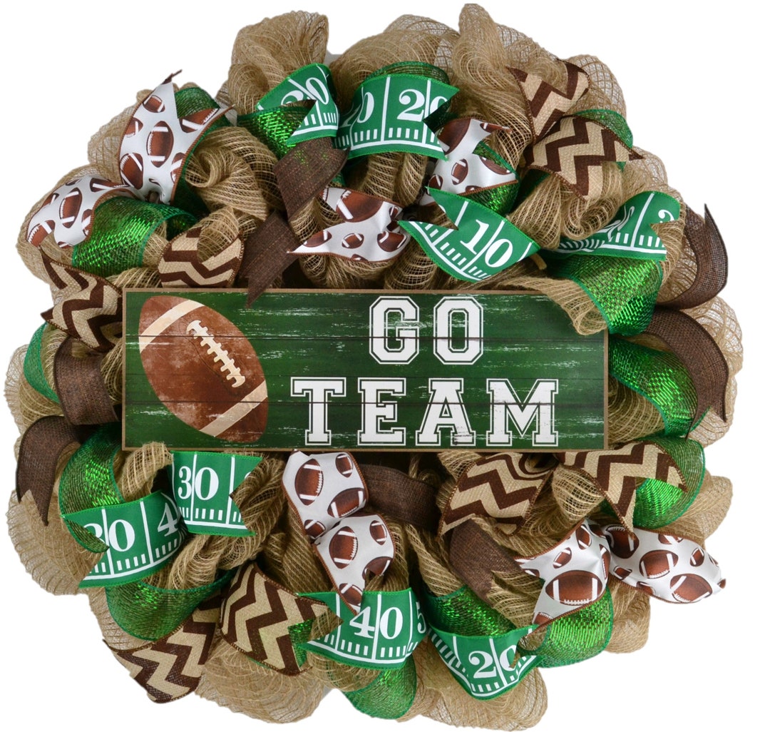 Football Door Wreath, Go Team Decor, Super Bowl Decorations, Gift for ...