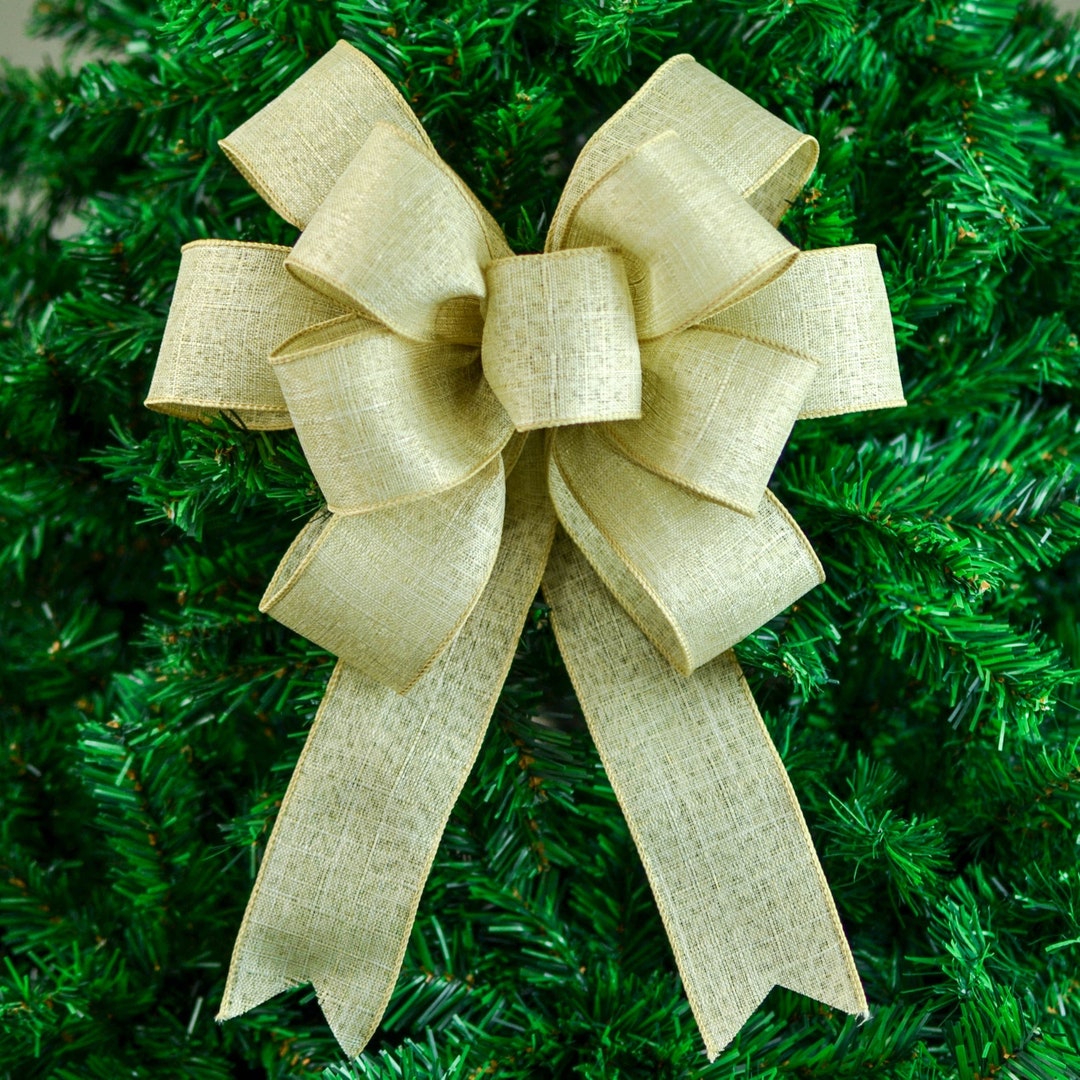 Natural Solid Christmas Bow Tree Topper, Attachment to Staircase ...