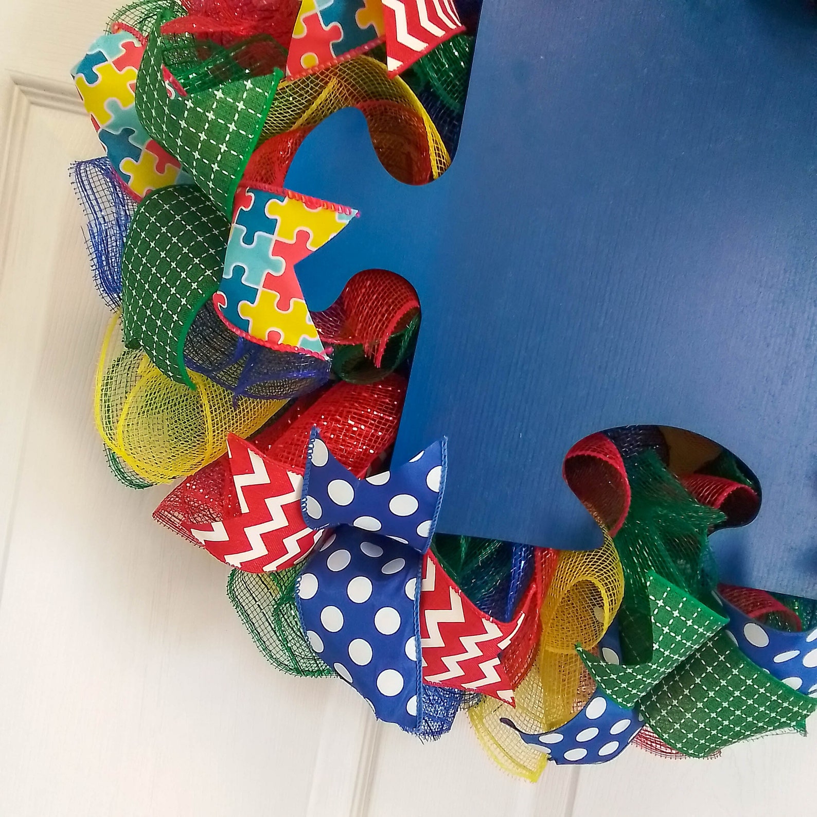 Autism Wreath Autism Awareness Wreath Puzzle Piece Wreath - Etsy