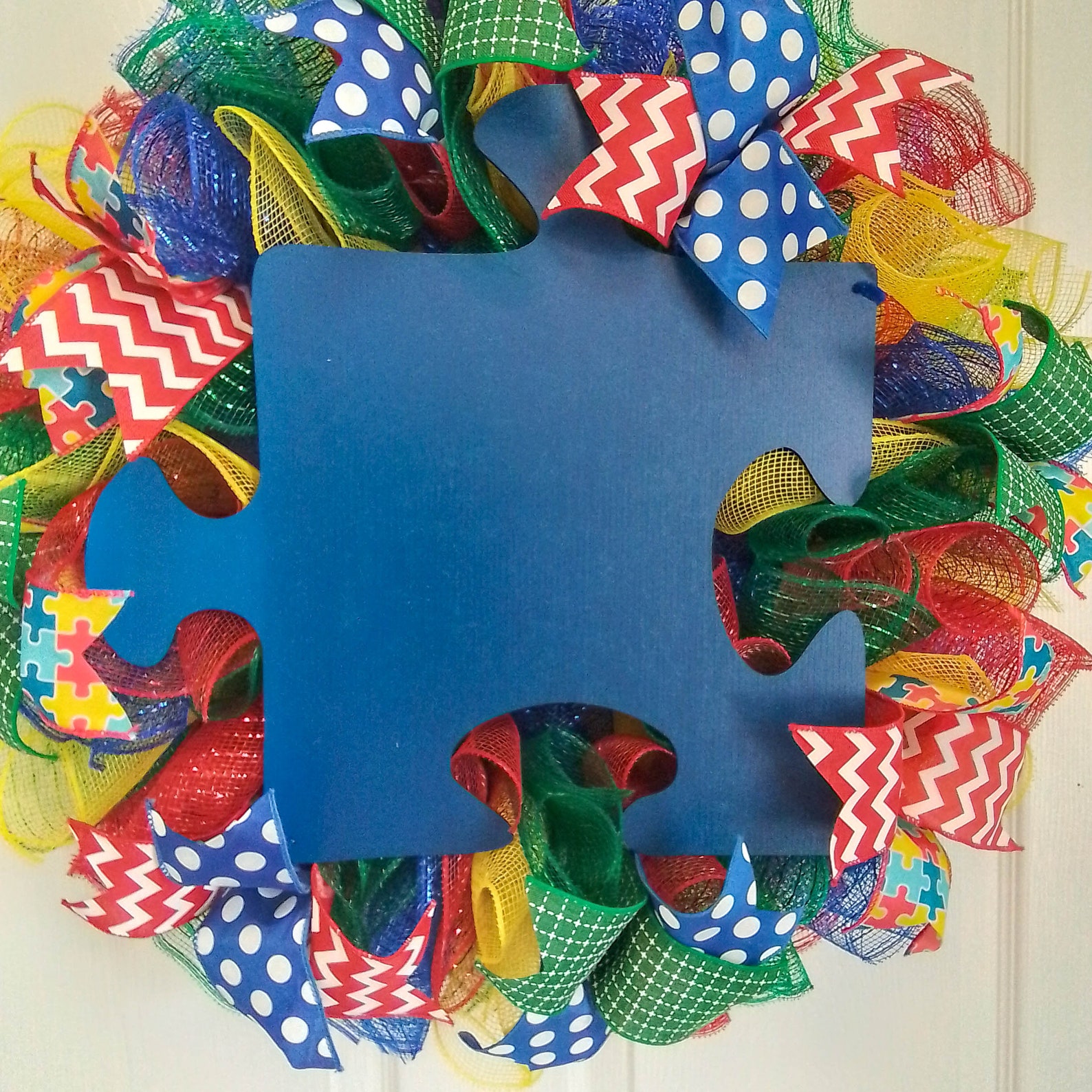 Autism Wreath Autism Awareness Wreath Puzzle Piece Wreath - Etsy