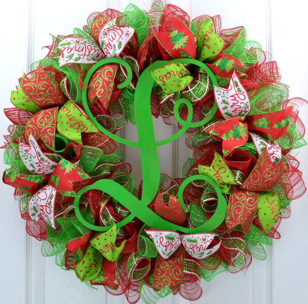 Fun Christmas Wreath, Whimsical Wreath, Holiday Wreath for Front Door ...