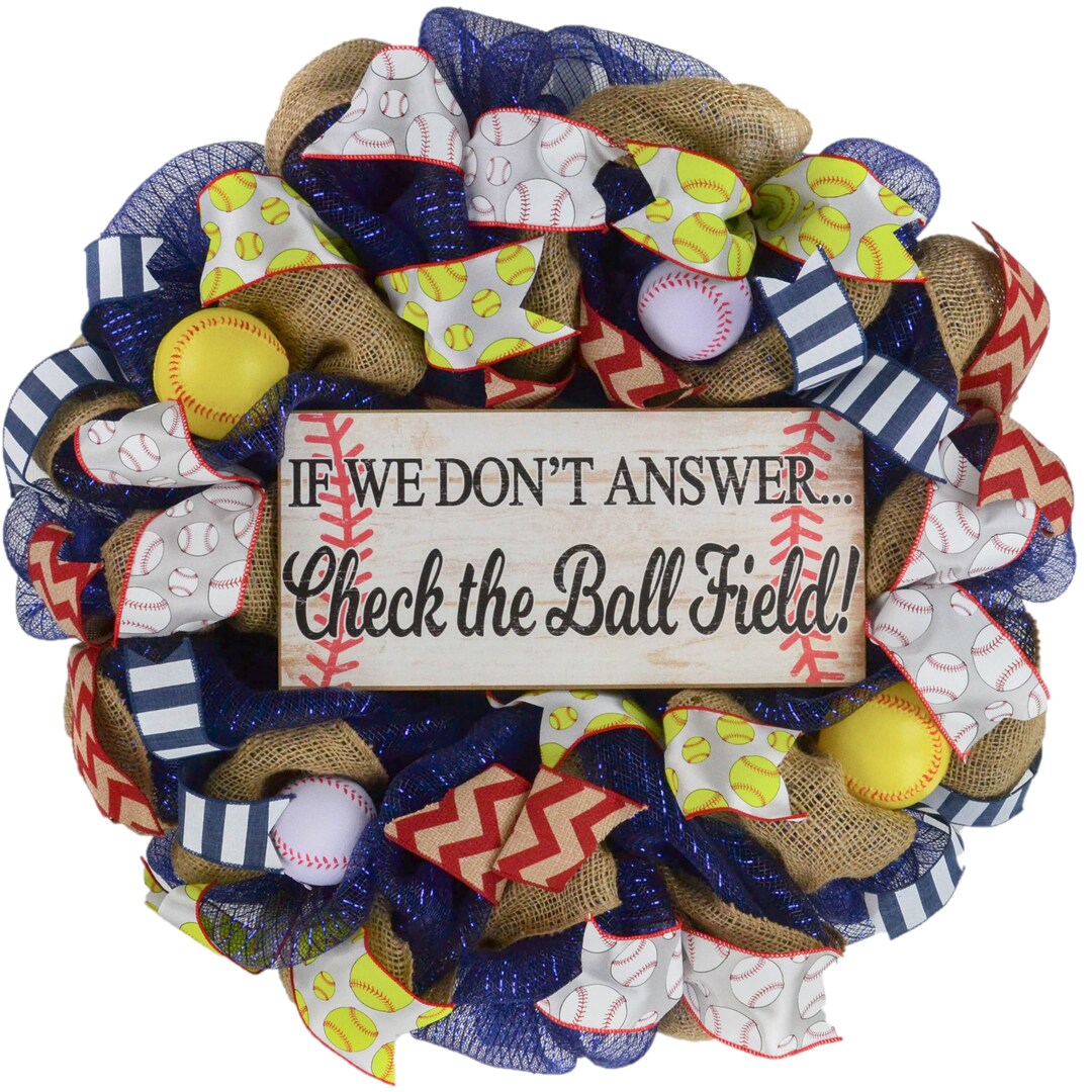 Baseball Softball House Divided Wreath, Sports Mom Gift for Baseball ...