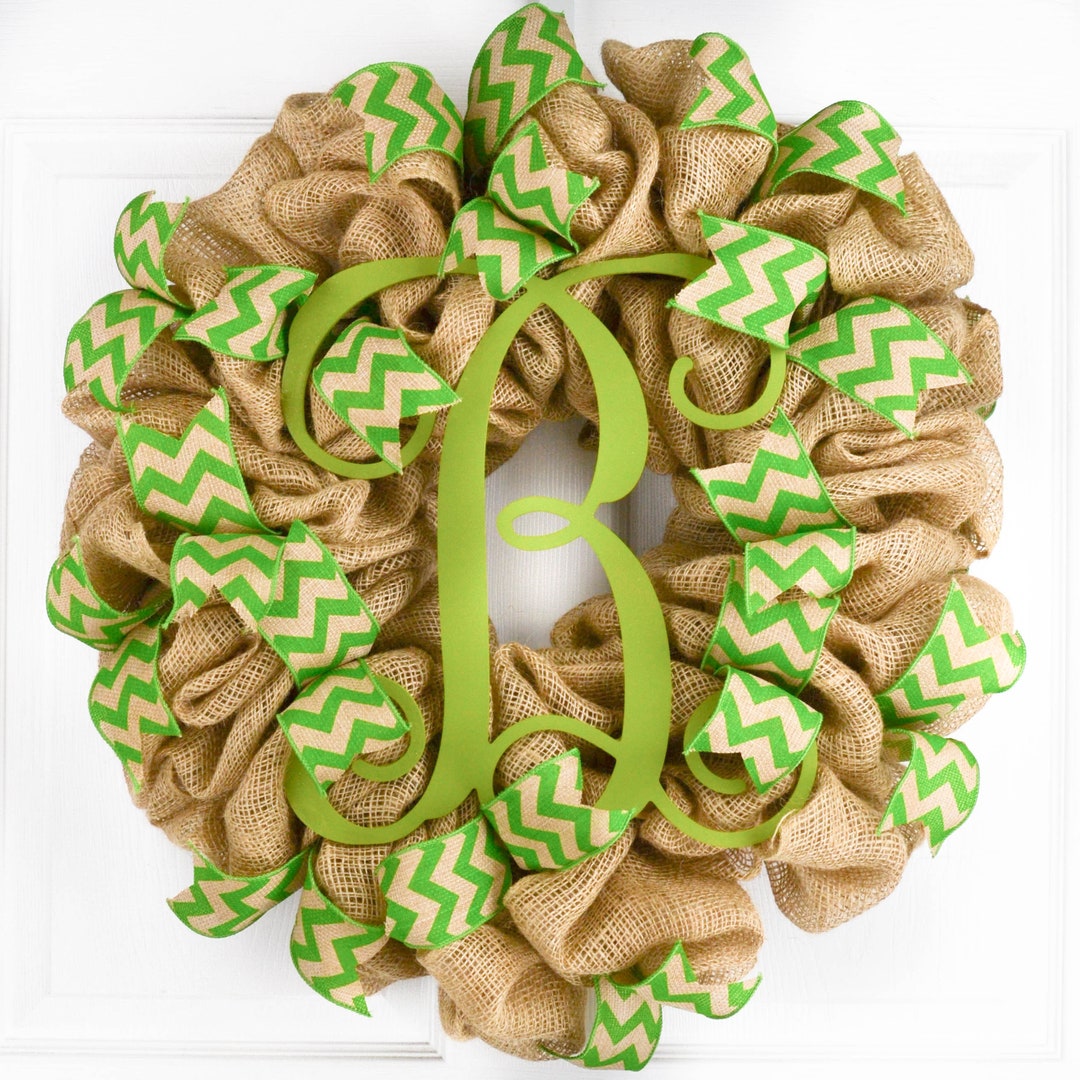 Custom Monogrammed Wreath, Burlap Wreath, Personalized Wreath, Everyday ...