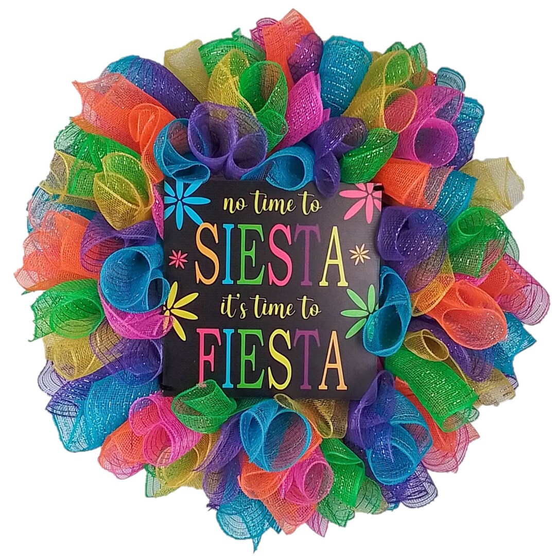 Bright Fiesta Wreath, Fun Party Decor, Birthday-cinco De Mayo Gift ...