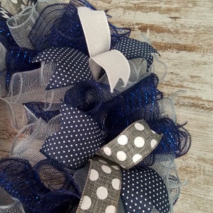 Navy Blue Gray Front Door Wreath, Everyday Year Round Decor, Birthday ...