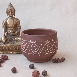 Handmade TEA CUP Without Handle Unglazed Simple Ceramic MUG Ornamented ...