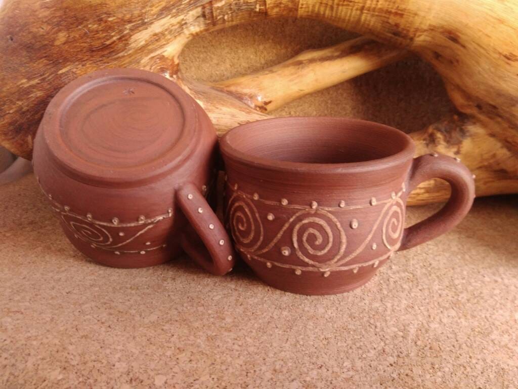 Terracotta Tea Cup — Handmade Mug of Red Clay, Unglazed Organic Eco ...