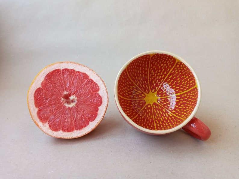 Grapefruit MUG Fruit Mug Big Cup Half of Red Cup Handmade | Etsy