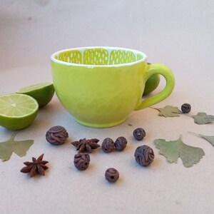 LIME FRUIT MUG Big Cup Half of Lime Cup Handmade Ceramic Cup Artisan ...