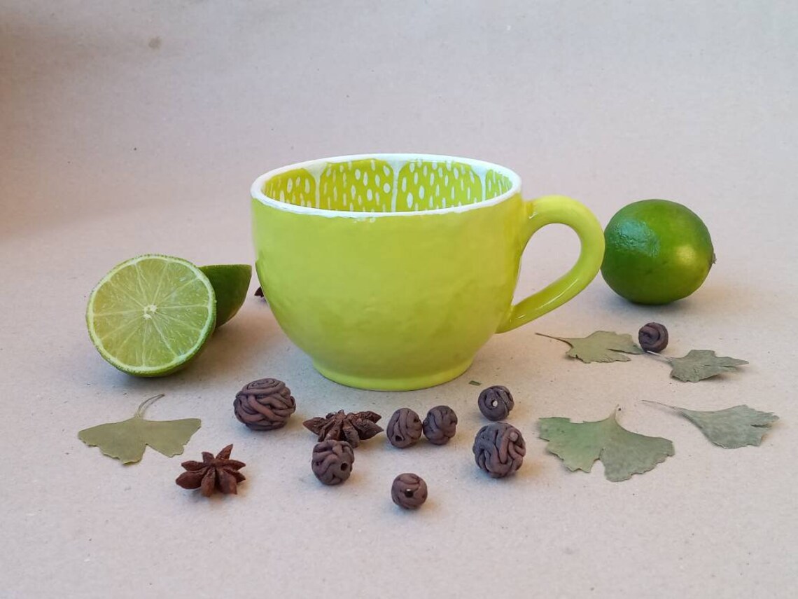 LIME FRUIT MUG Big Cup Half of Lime Cup Handmade Ceramic Cup - Etsy