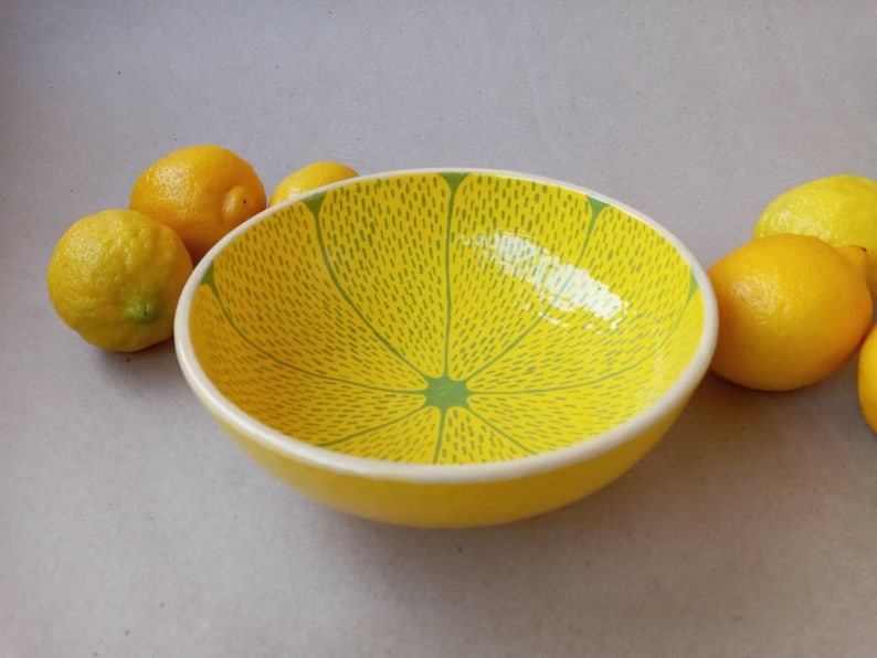 Lemon Bowl Big Bowl Wide Bowl Fruit Bowl Ceramic Bowl Handmade | Etsy