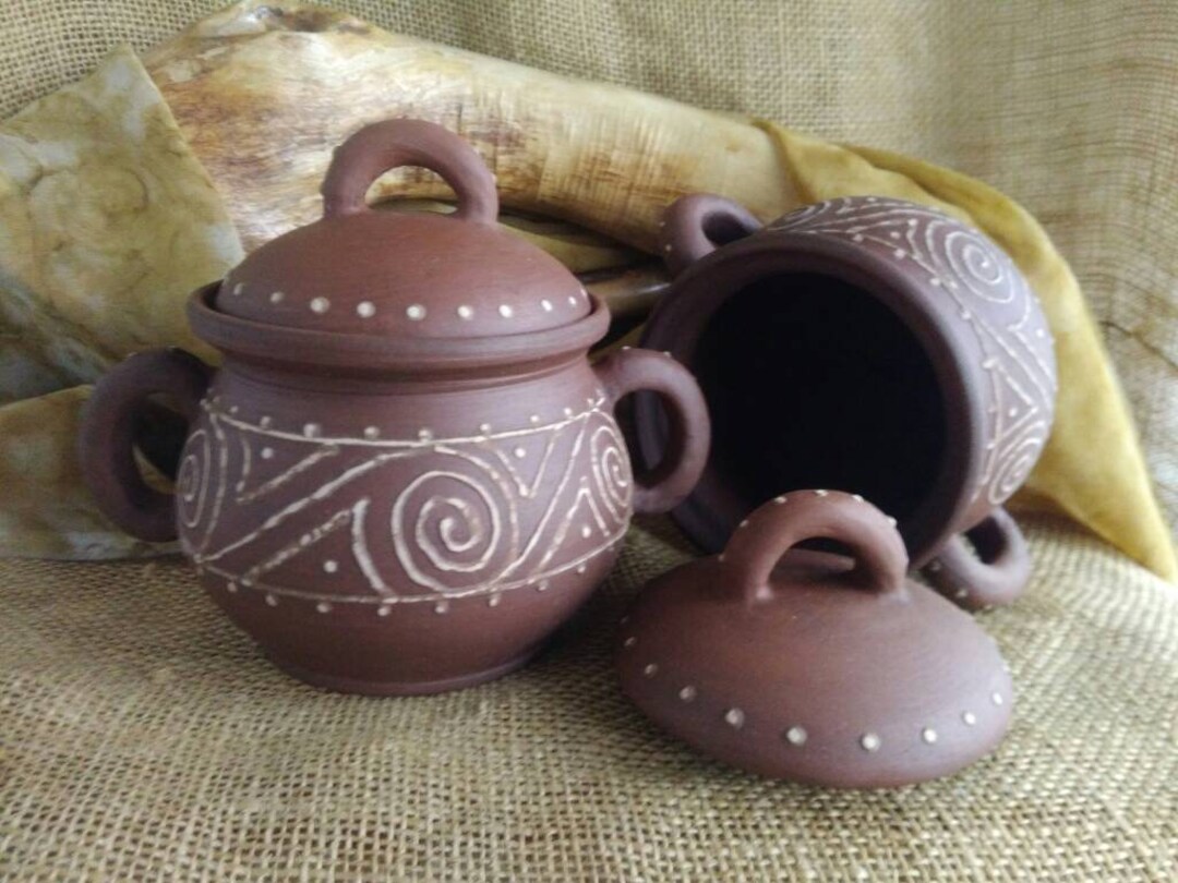 Unglazed Handmade SUN Pot With Lid, Jar With Sun, Unglazed Serving Pot ...