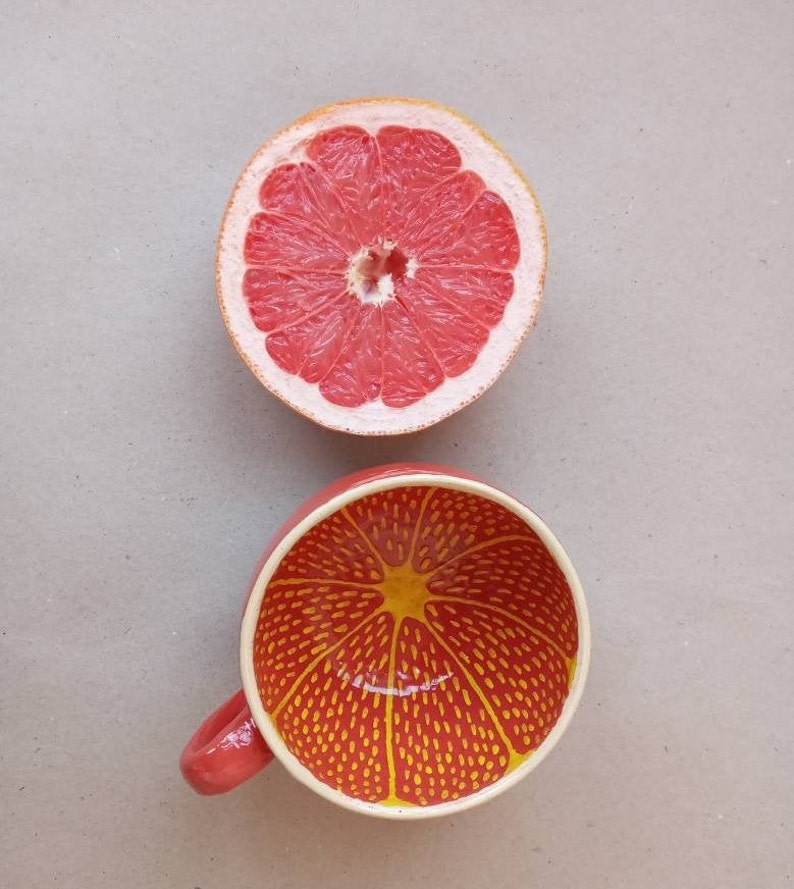 Grapefruit MUG Fruit Mug Big Cup Half of Red Cup Handmade | Etsy