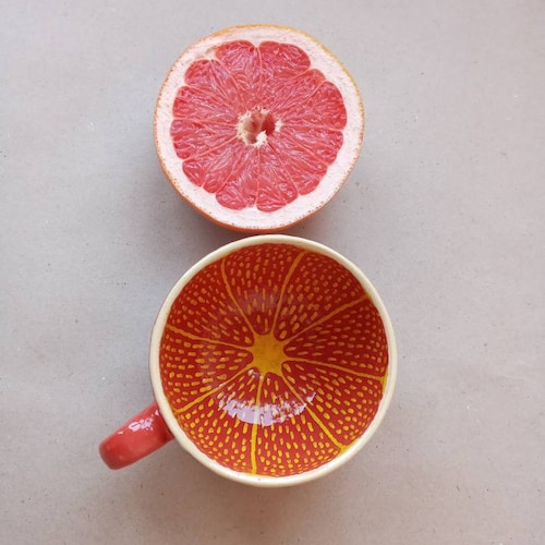 Grapefruit MUG Fruit Mug Big Cup Half of Red Cup Handmade | Etsy