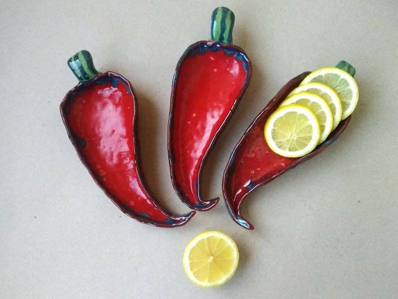 Chilli Pepper Serving Tray Pod Fruit Serving Tray Green & Red - Etsy