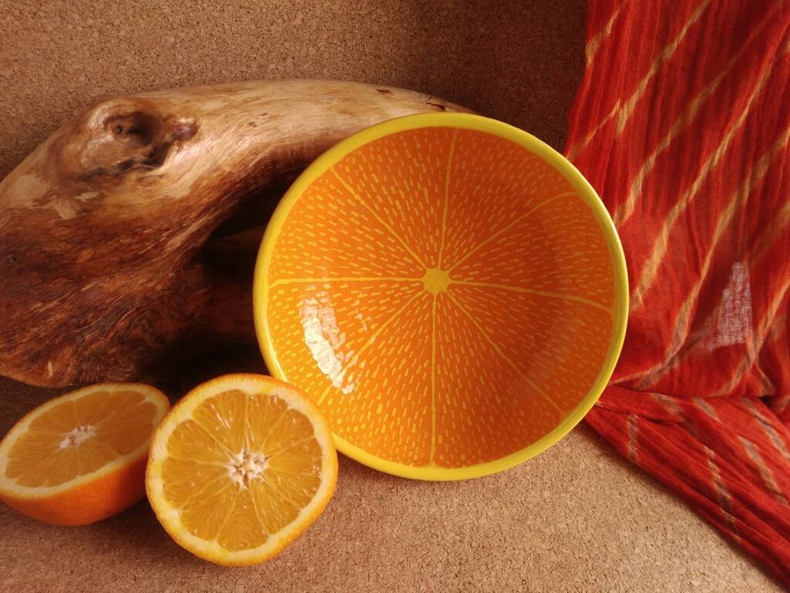 Orange Bowl for Soup Tangerine Bowl Big Bowl Wide Bowl Fruit - Etsy