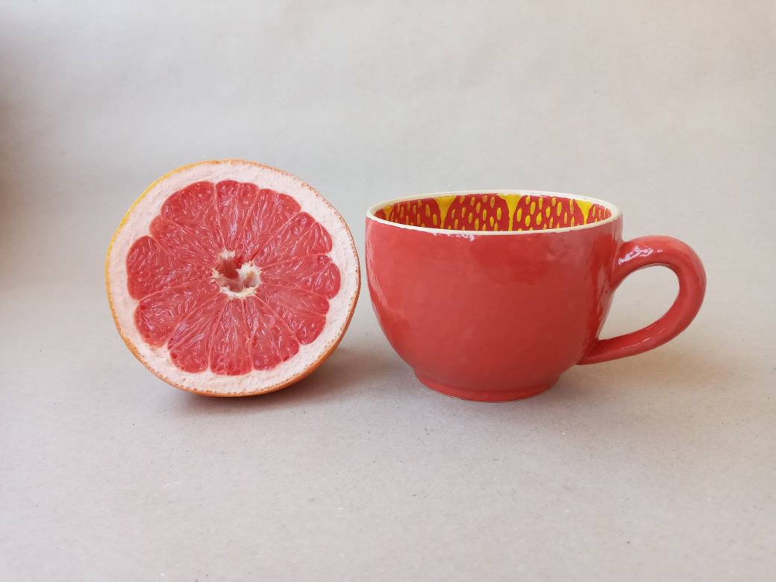 Grapefruit MUG Fruit Mug Big Cup Half of Red Cup Handmade - Etsy
