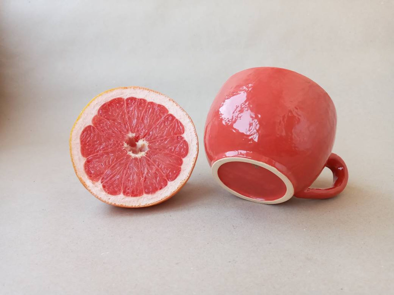 Grapefruit MUG Fruit Mug Big Cup Half of Red Cup Handmade | Etsy