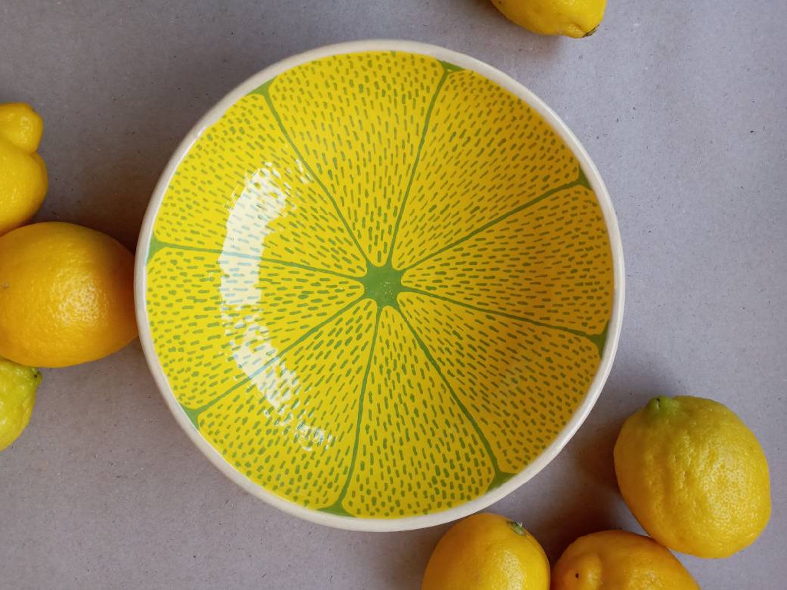 Lemon Bowl Big Bowl Wide Bowl Fruit Bowl Ceramic Bowl Handmade | Etsy