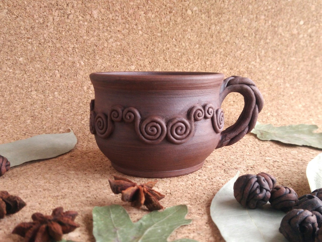 Unglazed Cup Organic Pottery Cup Everyone Gift Red Clay Cup Handmade ...