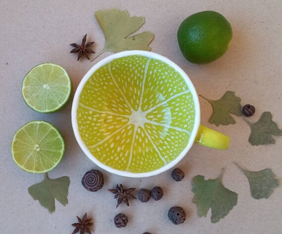 LIME FRUIT MUG Big Cup Half of Lime Cup Handmade Ceramic Cup - Etsy