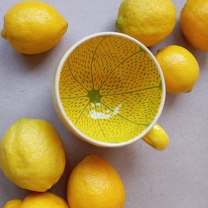 Lemon MUG Fruit Mug Big Cup Half of Lemon Yellow Cup Lemon Mug Handmade ...