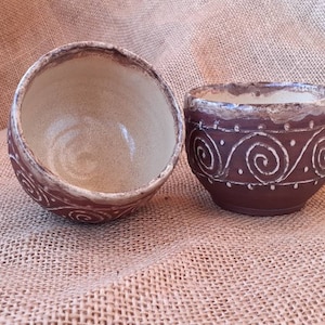 Handmade TEA CUP Without Handle Unglazed Simple Ceramic MUG Ornamented ...