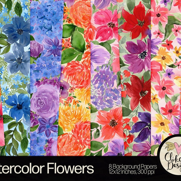 Floral Watercolor Digital Paper - Etsy