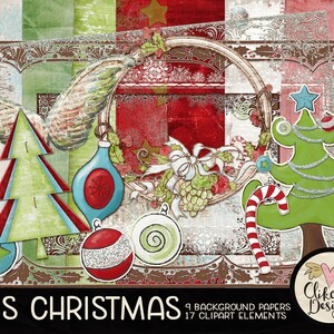 Christmas Digital Scrapbook Kit Christmas Digital Scrapbooking Clipart ...