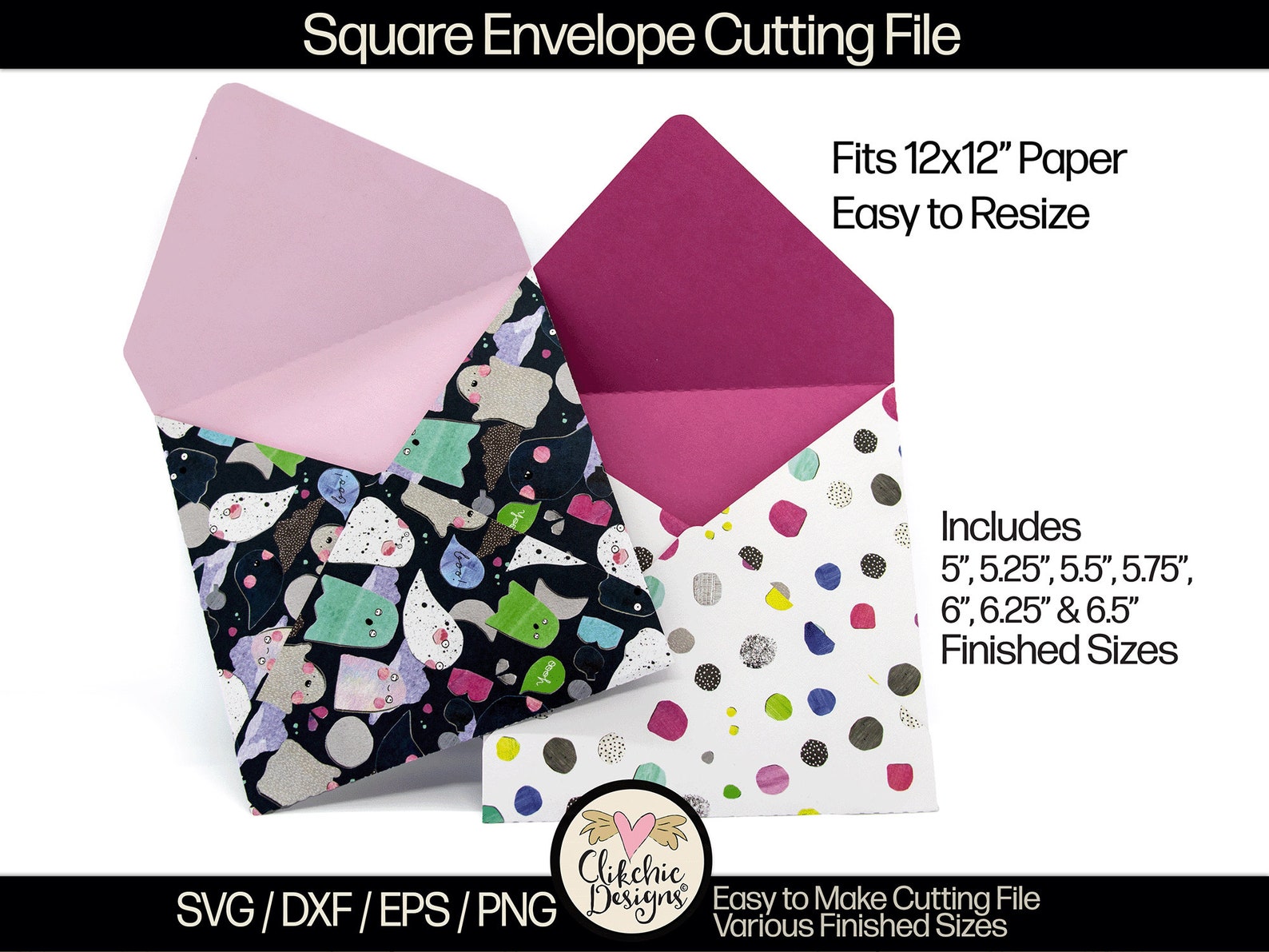 Square Envelope SVG Cutting File, 7 Sizes 5-6.5 Square Envelope ...