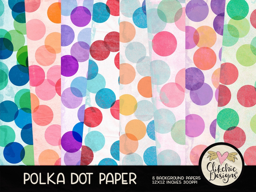 Polka Dot Digital Paper Pack - Shabby Polka Dot Digital Scrapbook Paper ...