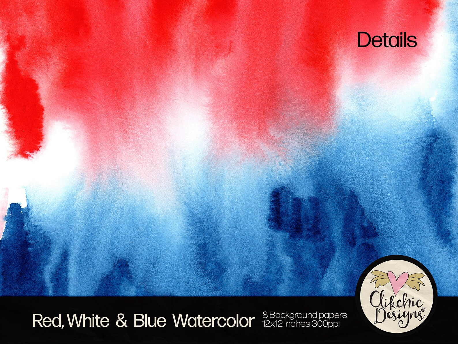 Red White & Blue Watercolor Paper: Patriotic Textures (digital Download ...