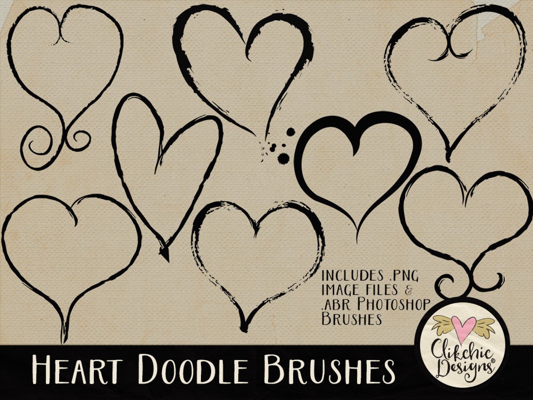 Heart Photoshop Brushes Clipart - Heart Doodle Photoshop Brushes ...