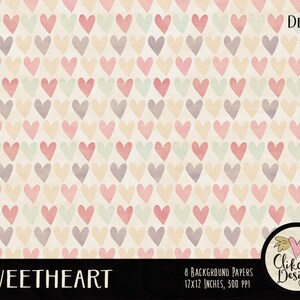 Romantic Digital Paper Pack Sweet Love Heart Valentine Papers Love ...