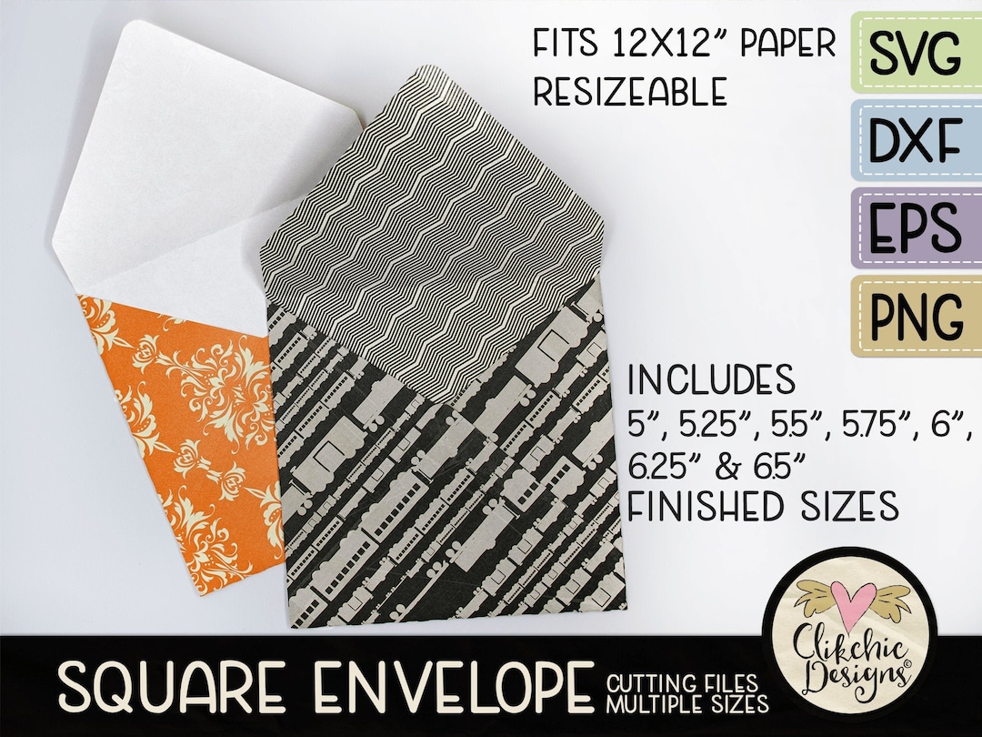 Square Envelope SVG Cutting File, 7 Sizes 5-6.5 Square Envelope ...