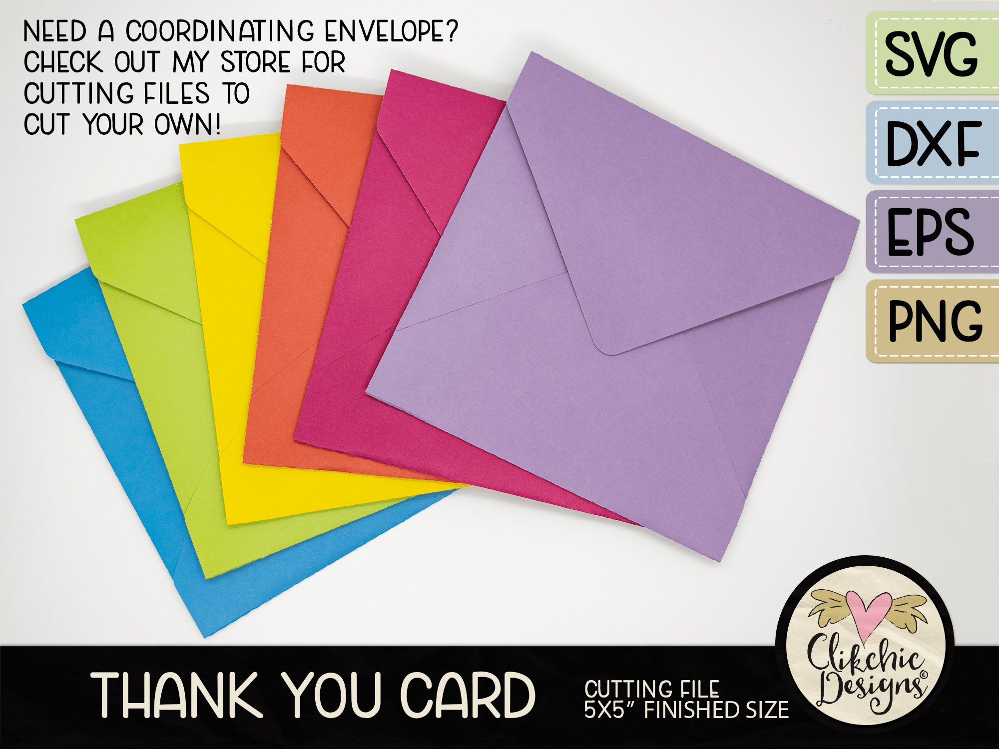 Thank You Card SVG Cutting File, 5 Square Thank You Cut File, PNG ...