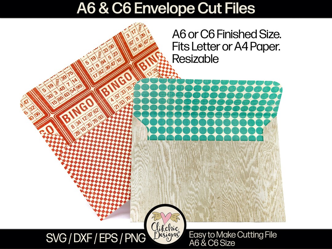 A6 Envelope SVG Cutting File, C6 Envelope Template Cut File, PNG ...