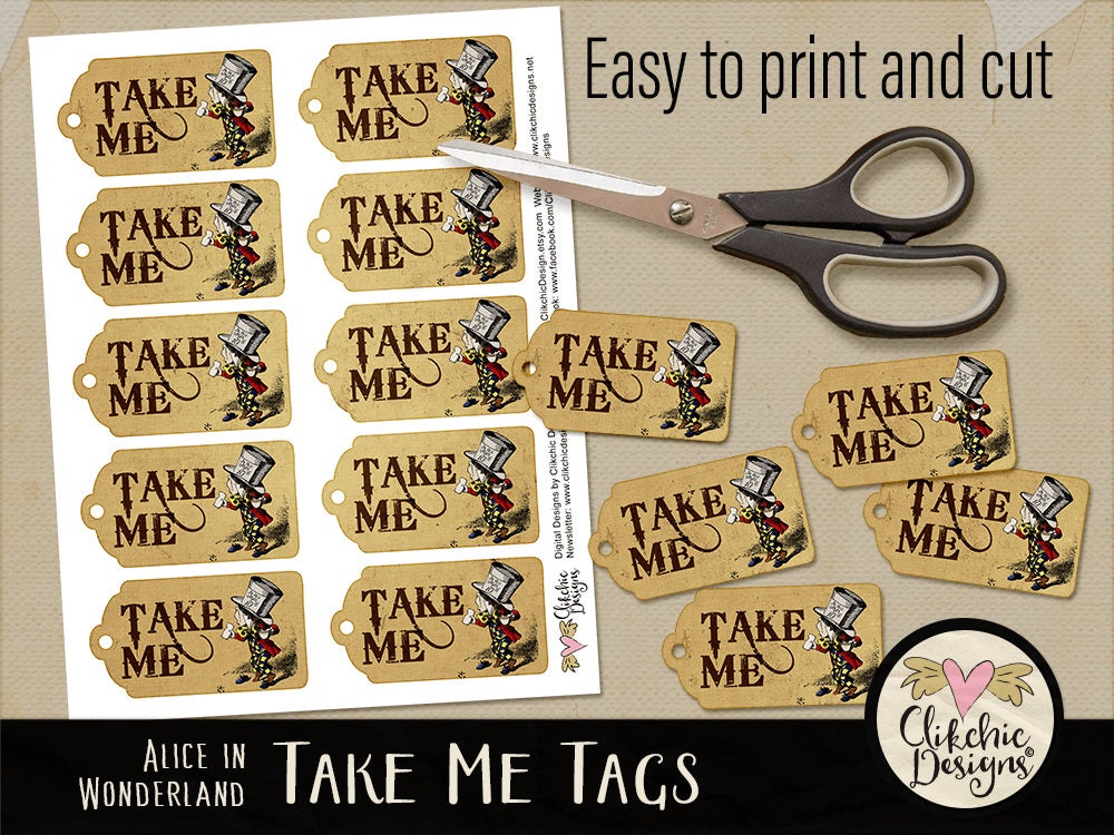 Alice in Wonderland Tags Vintage Alice Tags Printable Sheet Wonderland ...