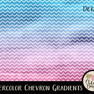 Watercolor Chevron Gradient Digital Paper Pack - Watercolor Digital ...