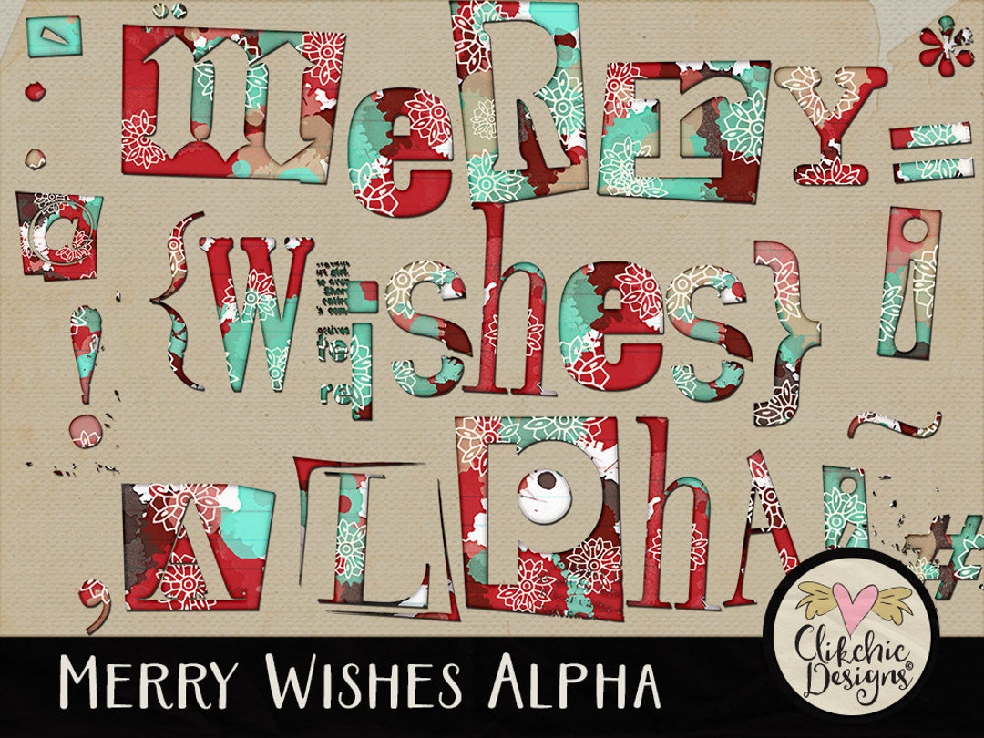 Christmas Alpha - Christmas Digital Scrapbook Alpha Clip Art - Merry ...