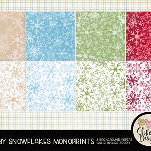 Snowflake Digital Paper Pack - Shabby Snowflake Christmas Digital ...
