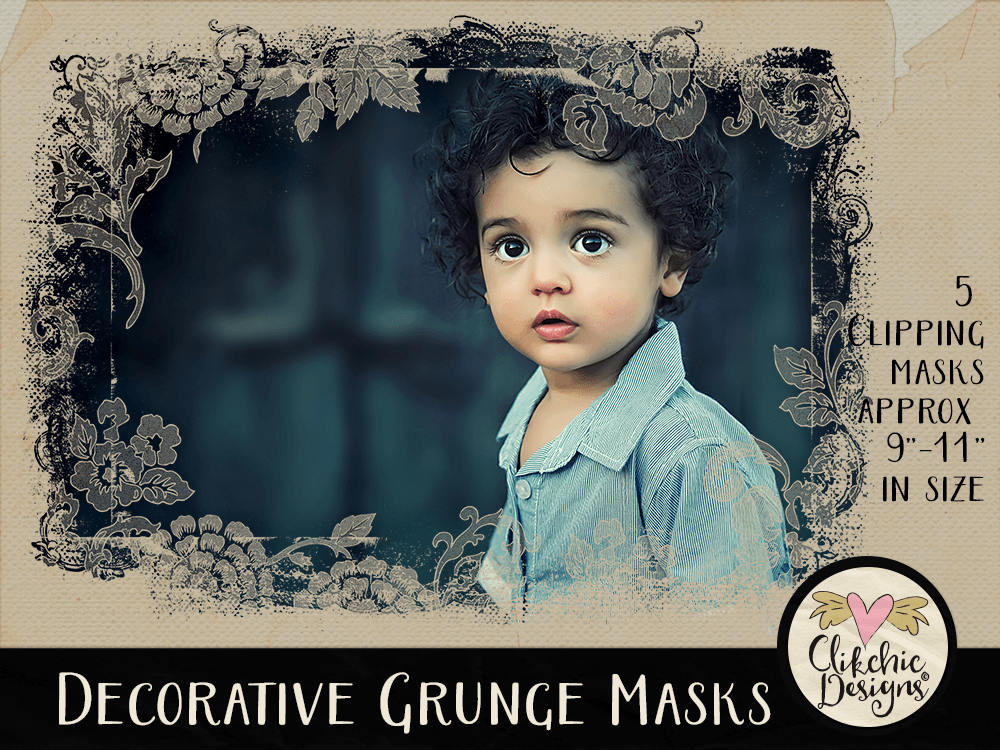 Photoshop Clipping Masks - 5 Decorative Grunge Photoshop Photography ...